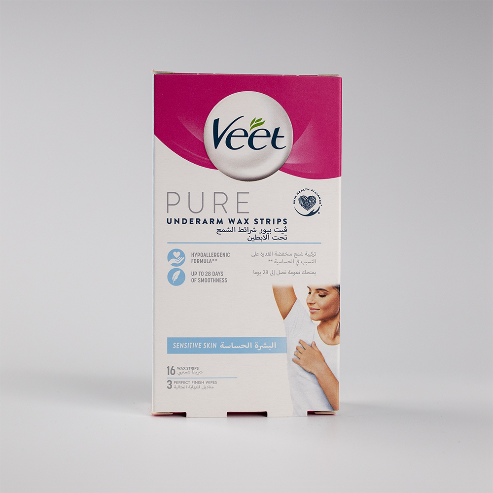Veet Pure Cold Wax Strips Underarm, 16 Strips - YMH Online Pharmacy ...